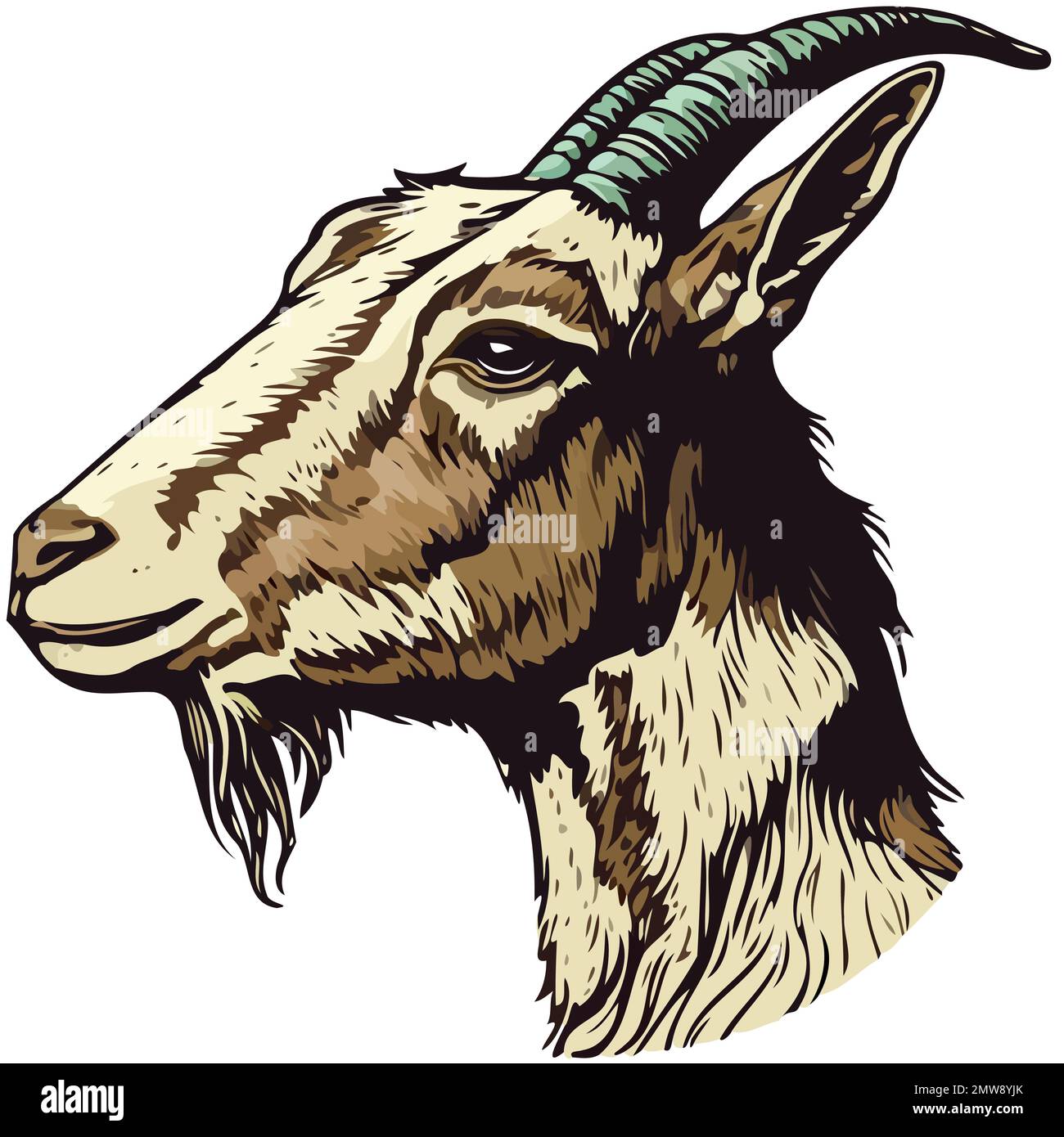 goat mammal animal head isolated colorful vector illustration Stock ...