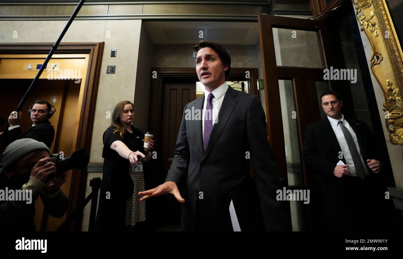 Prime Minister Justin Trudeau makes his way to question period in the ...
