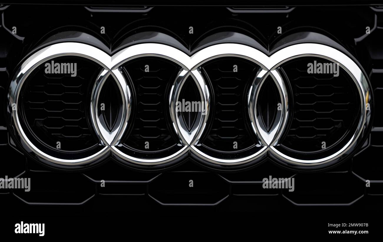 The four ring logo of German car producer Audi is photographed during ...