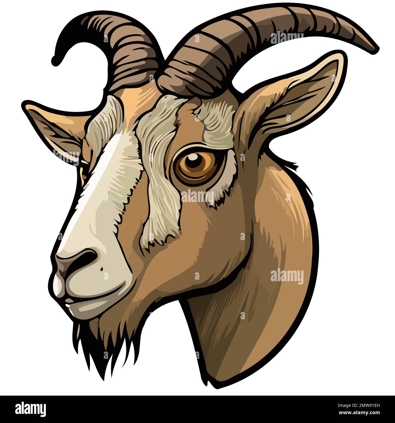 goat mammal animal head isolated colorful vector illustration Stock ...
