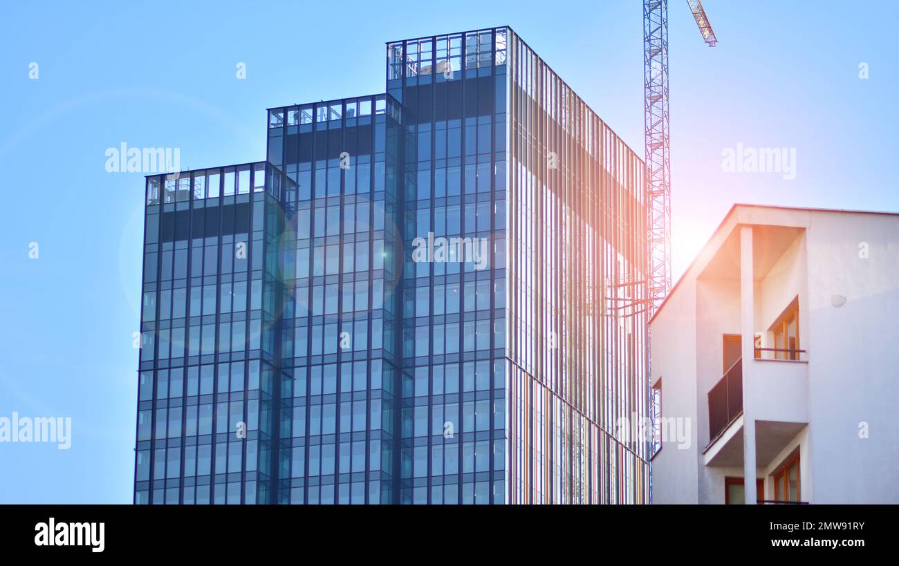 High-rise building under construction. Modern office building Stock ...