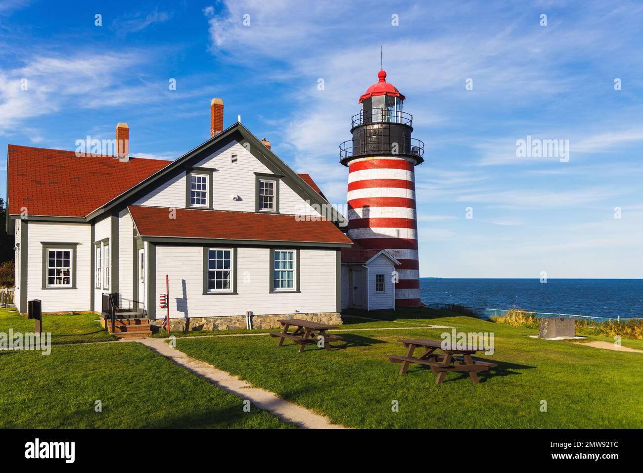 the Quoddy Head Lighthouse in Maine Stock Photo - Alamy