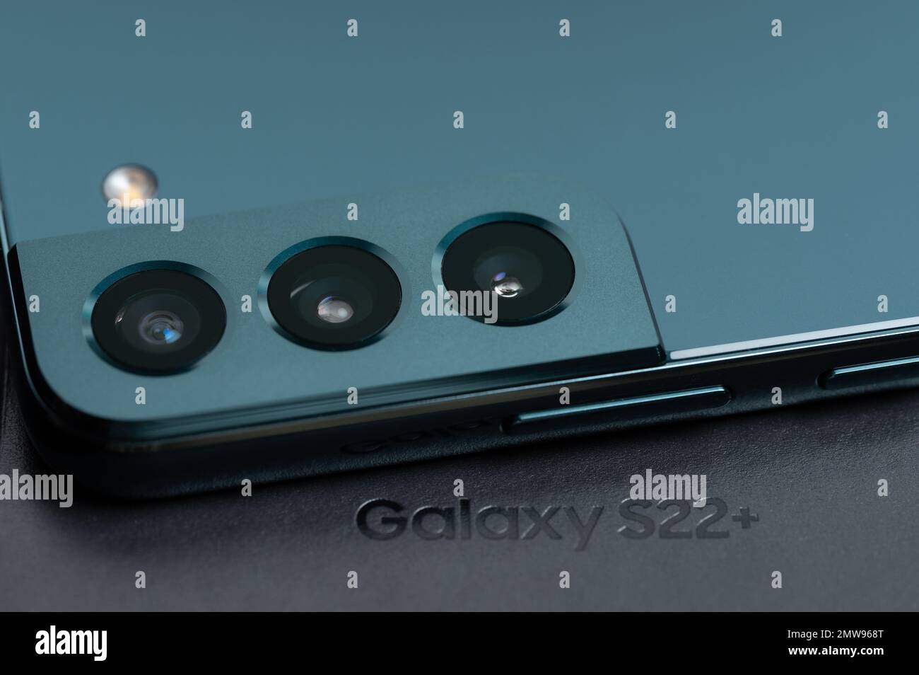 New york, USA - January 31, 2022: Cameras set on S22 plus smartphone ...