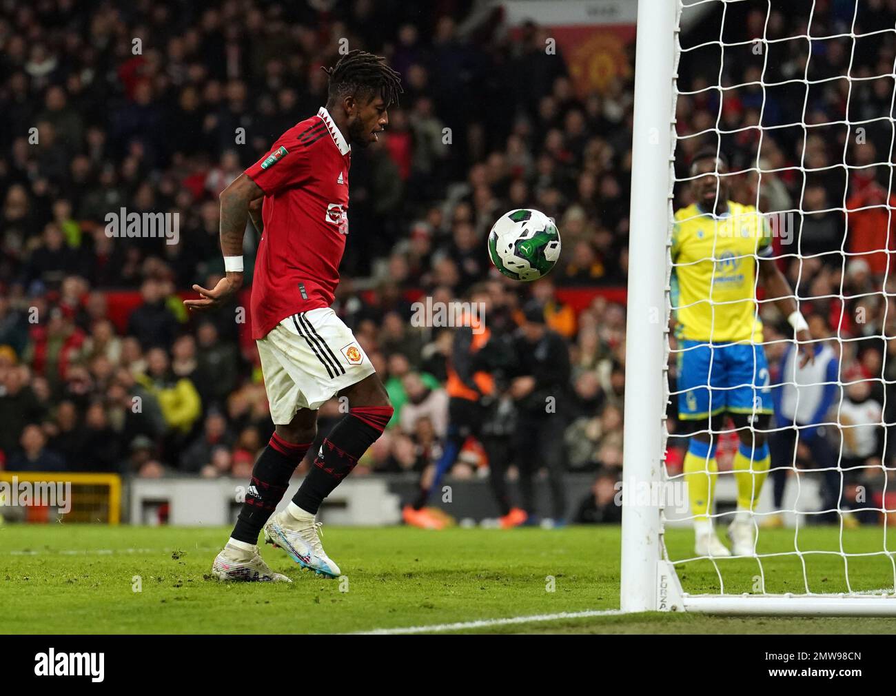 Manchester United's Fred scoring his sides second goal during the ...