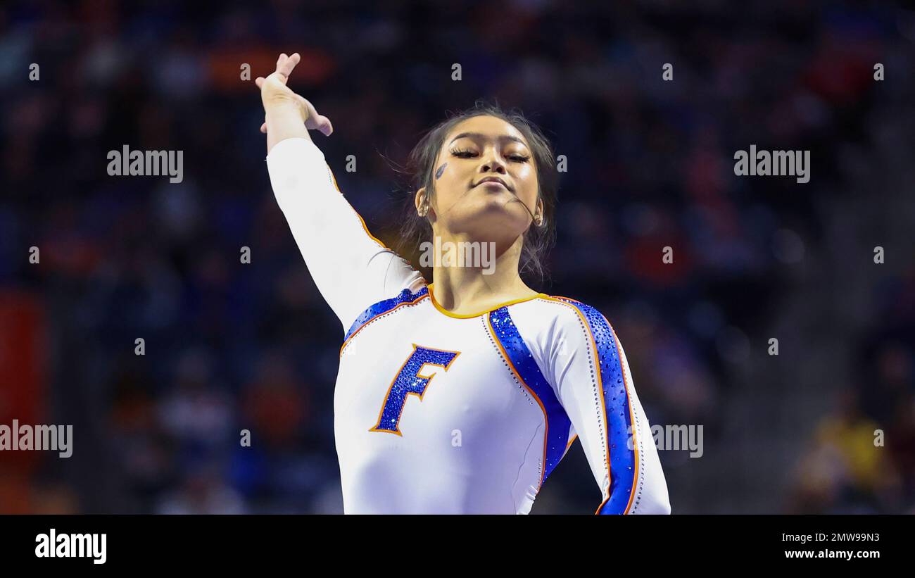 Florida's Victoria Nguyen competes on the beam during an NCAA ...