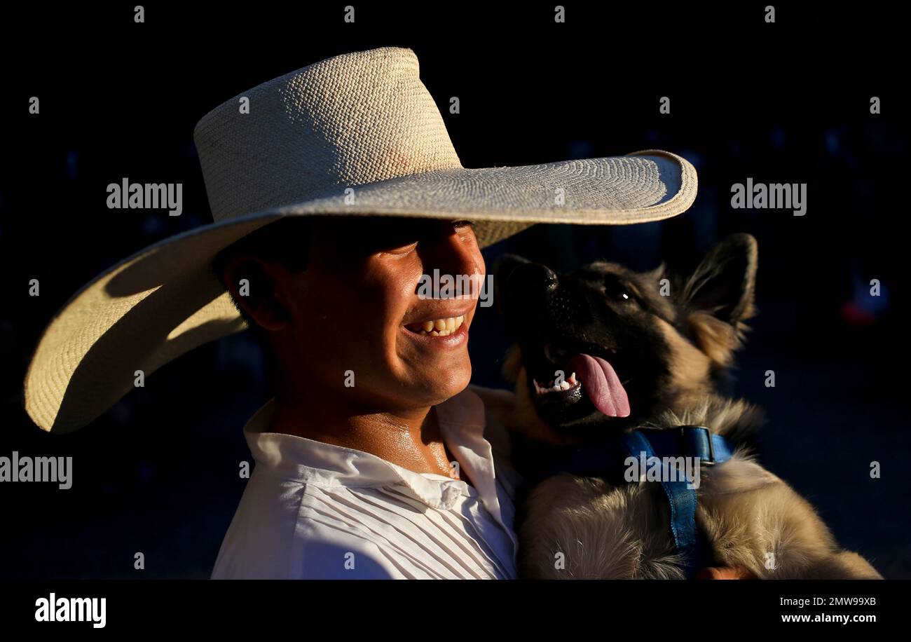 Peruvian Jerry Moya, wears traditional Peruvian "Marinera" clothes as ...