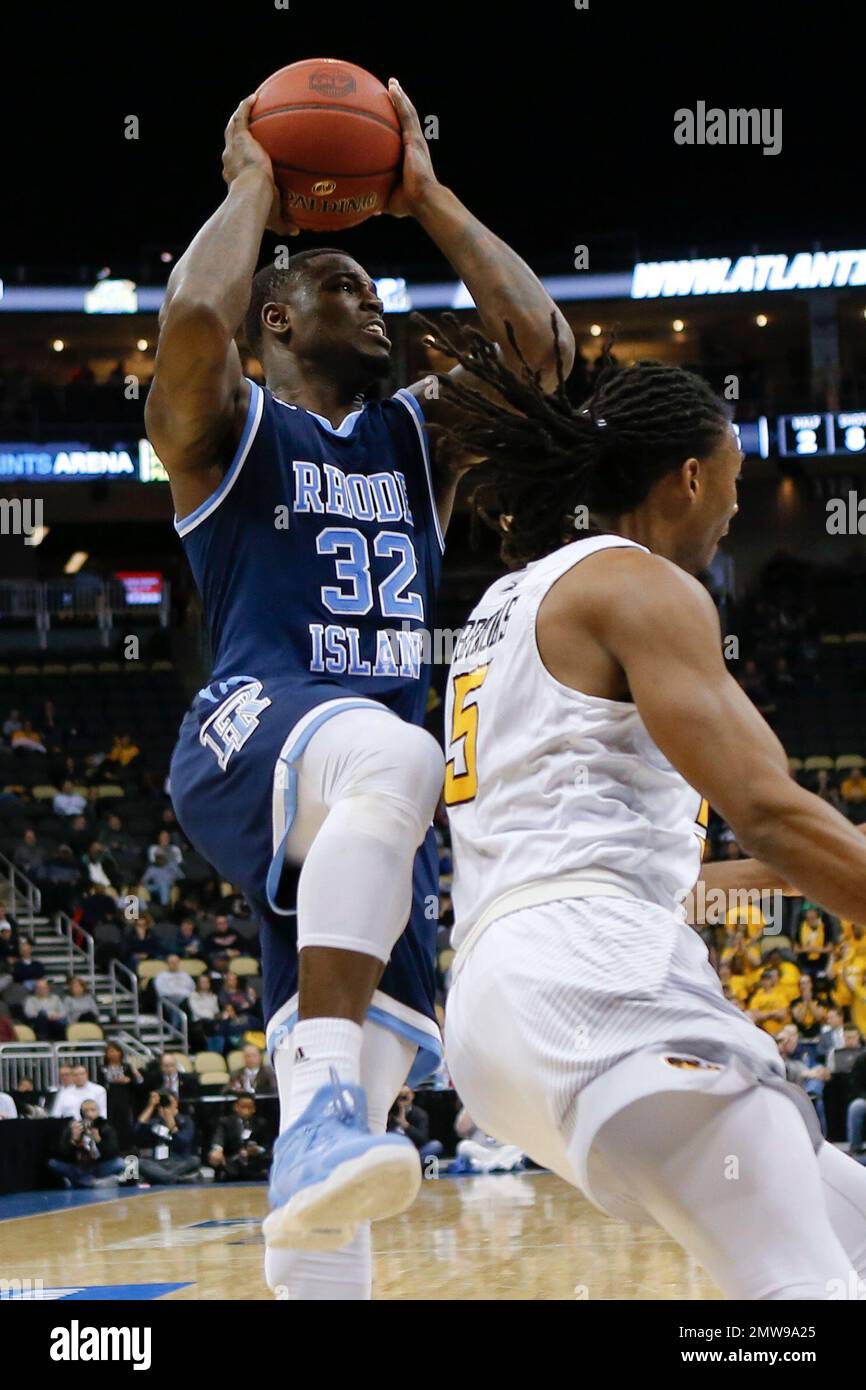 Rhode Island's Jared Terrell (32) plays against VCU in an NCAA college ...
