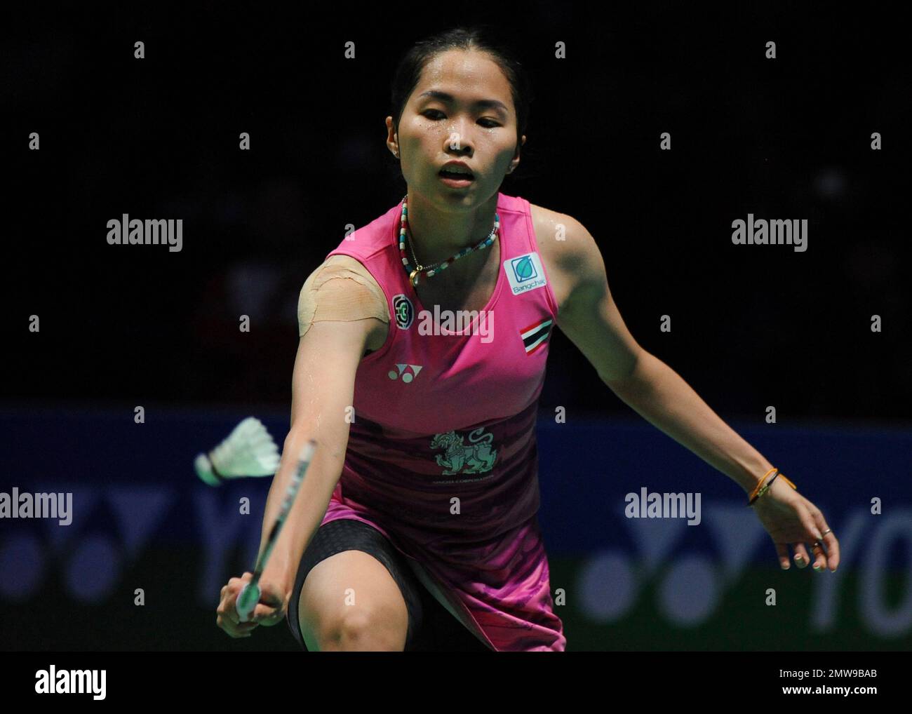 Thailand's Ratchanok Intanon plays a return to Taiwan's Tai Tzu Ying during the Womens' Final at ...