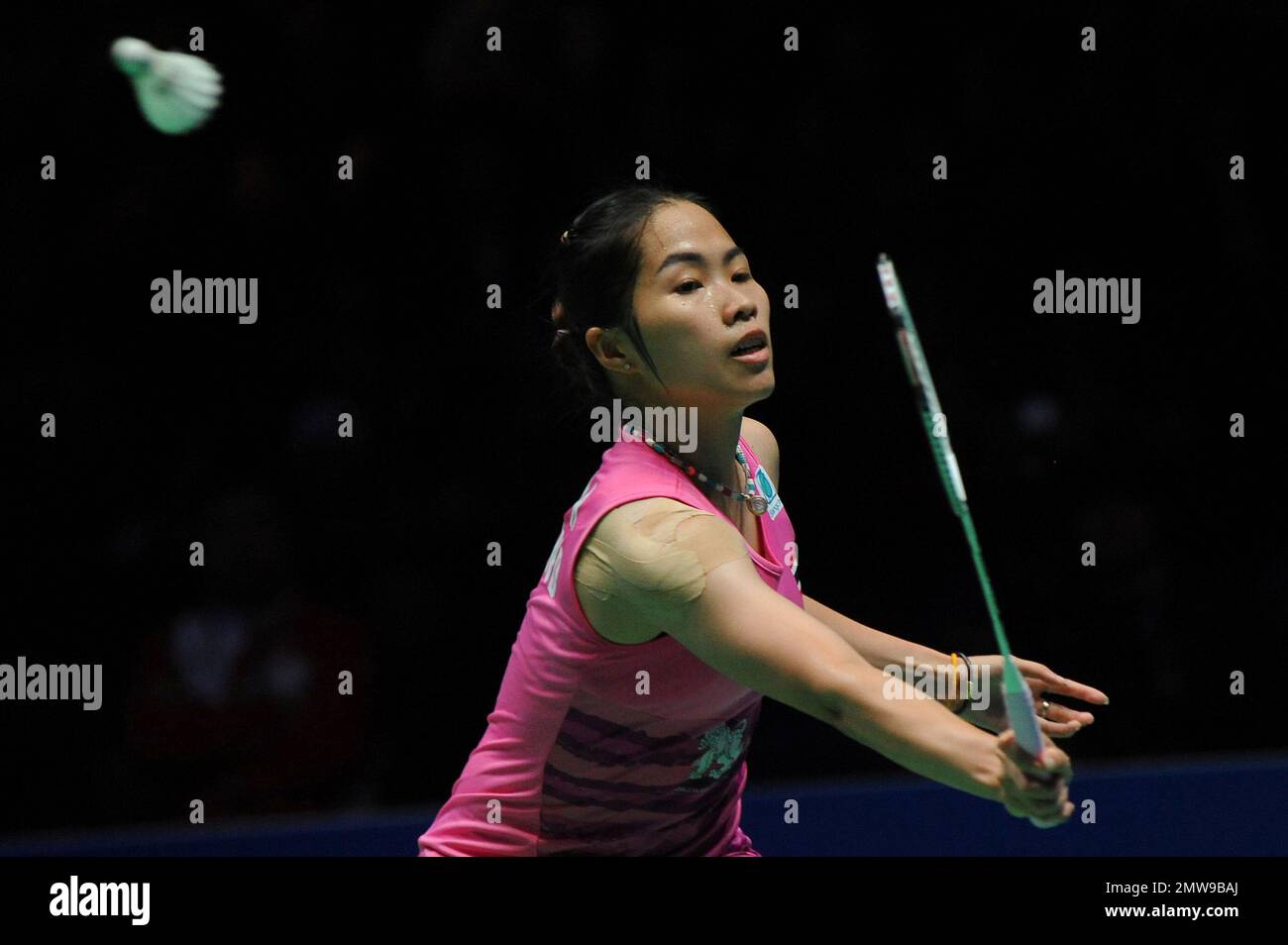 Thailand's Ratchanok Intanon plays a return to Taiwan's Tai Tzu Ying during the Womens' Final at ...