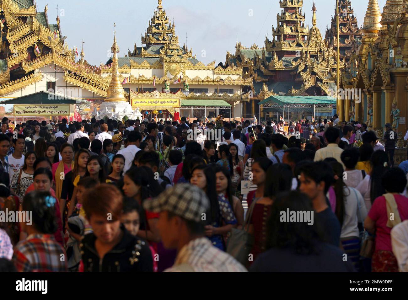 Buddhist devotees visit Myanmar famous Shwedagon pagoda on the full ...