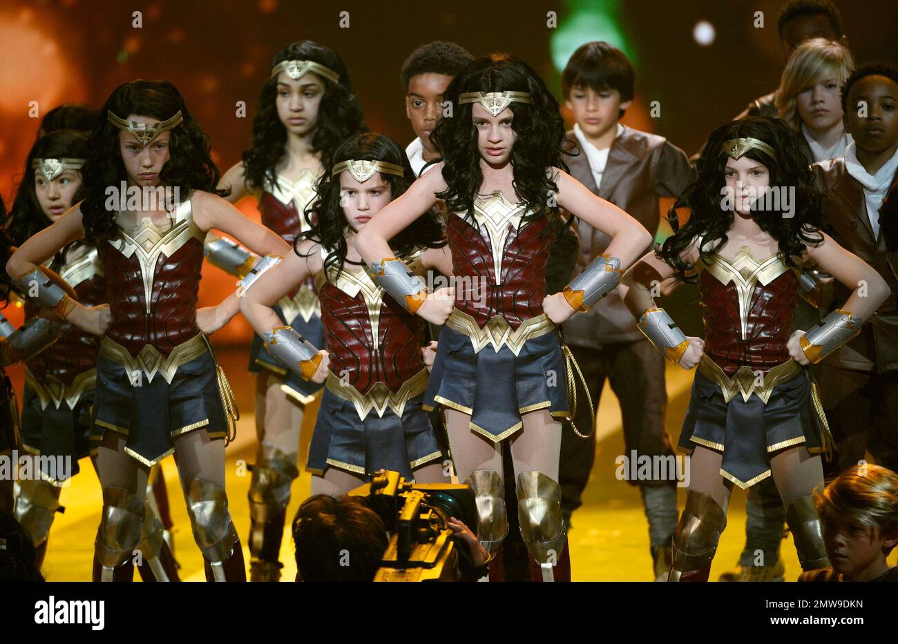 Mini Wonder Women and Mini Aviators appear on stage at the Kids' Choice ...