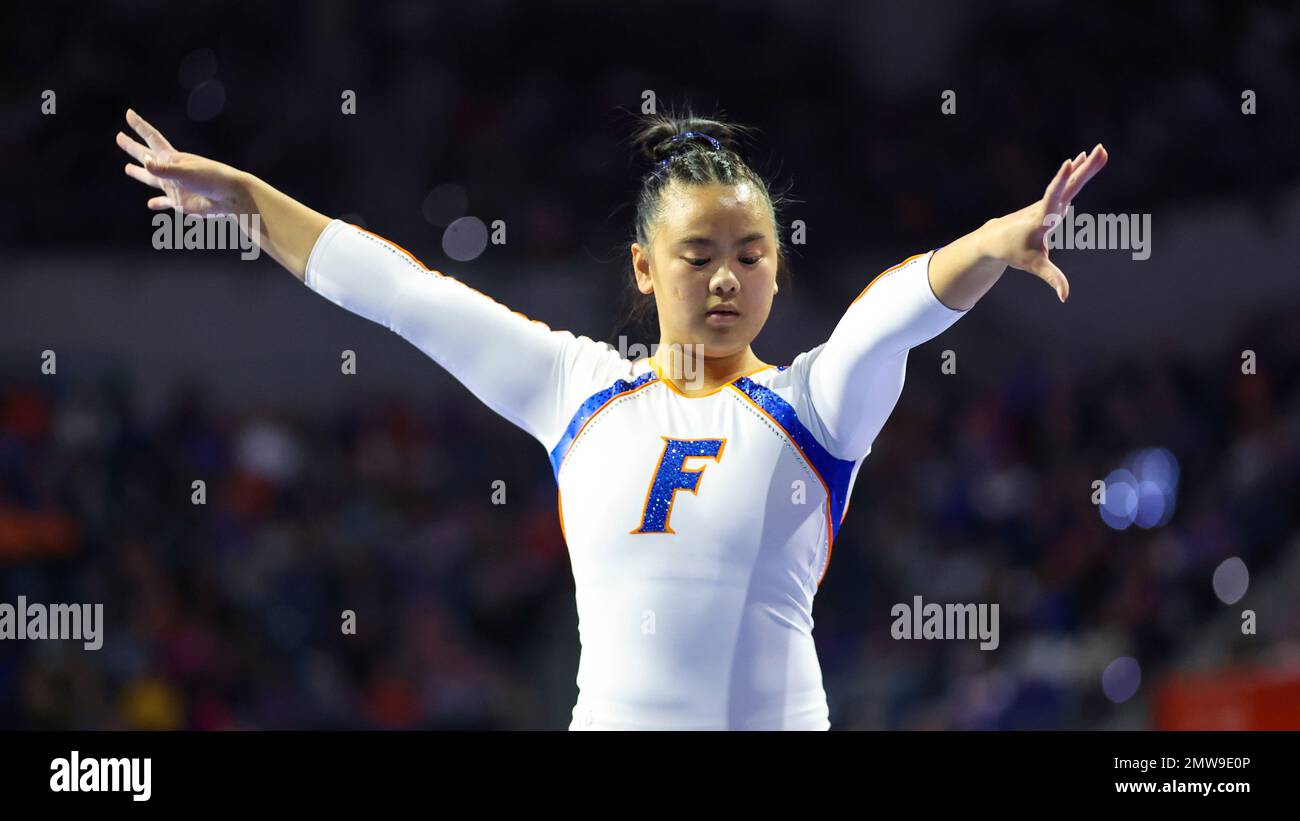 Florida's Ellie Lazzari competes on the beam during an NCAA gymnastics ...