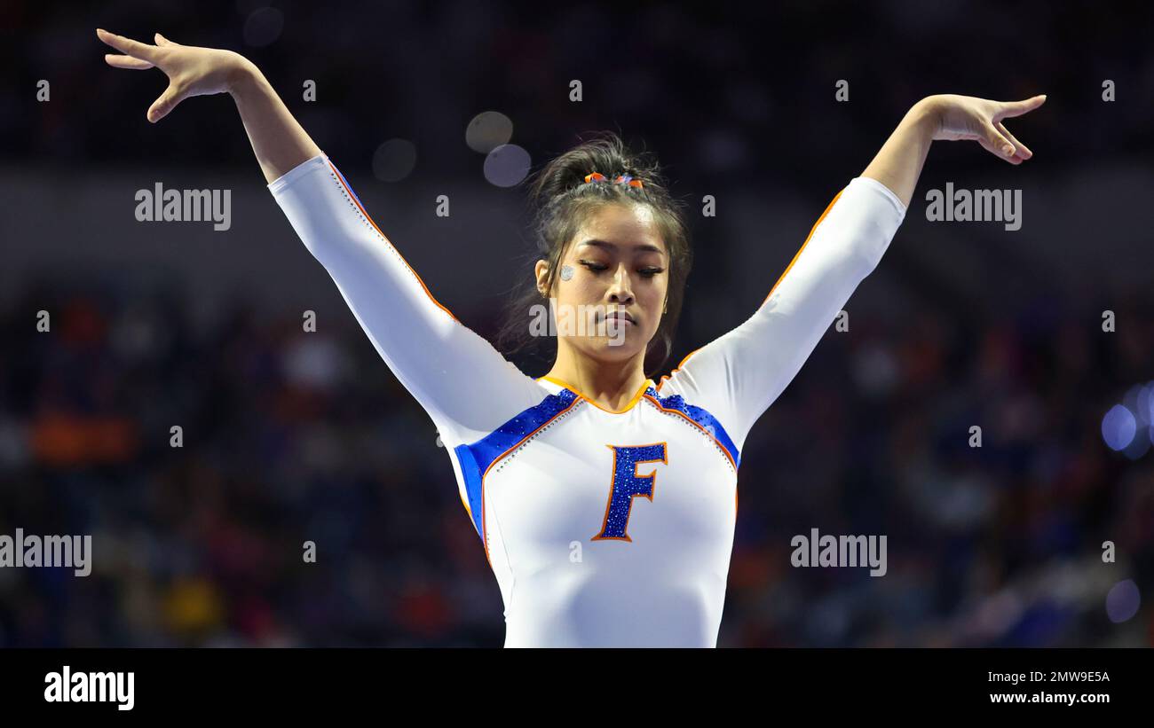 Florida's Victoria Nguyen competes on the beam during an NCAA ...