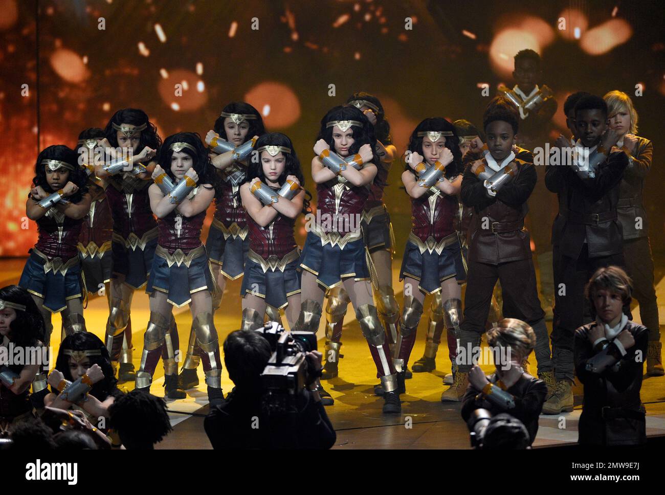 Mini Wonder Women and Mini Aviators appear on stage at the Kids' Choice ...