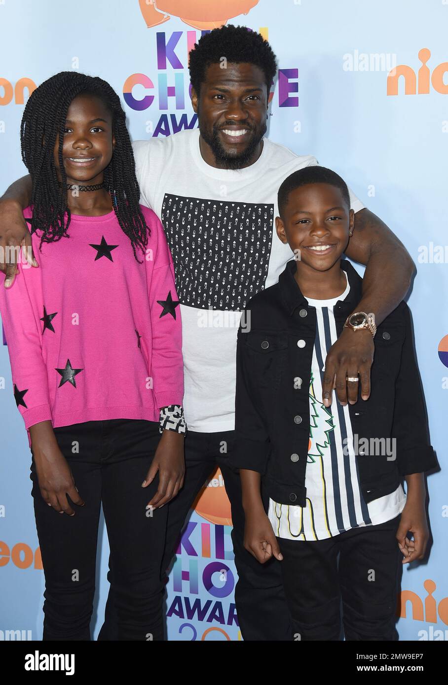 Kevin Hart, center, and his children Heaven Hart, left, and Hendrix ...