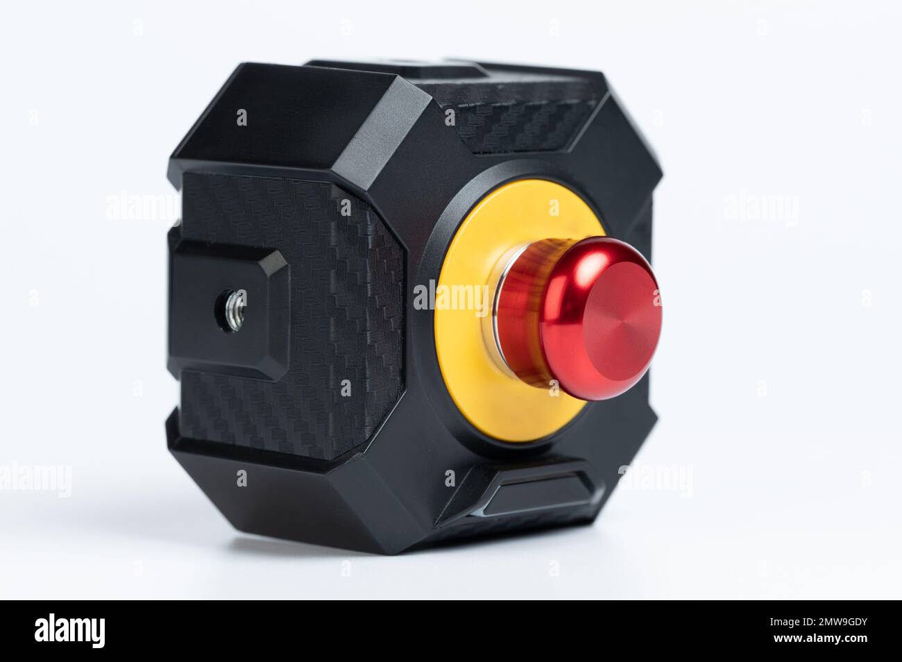 Emergency stop button side view isolated on studio background Stock ...