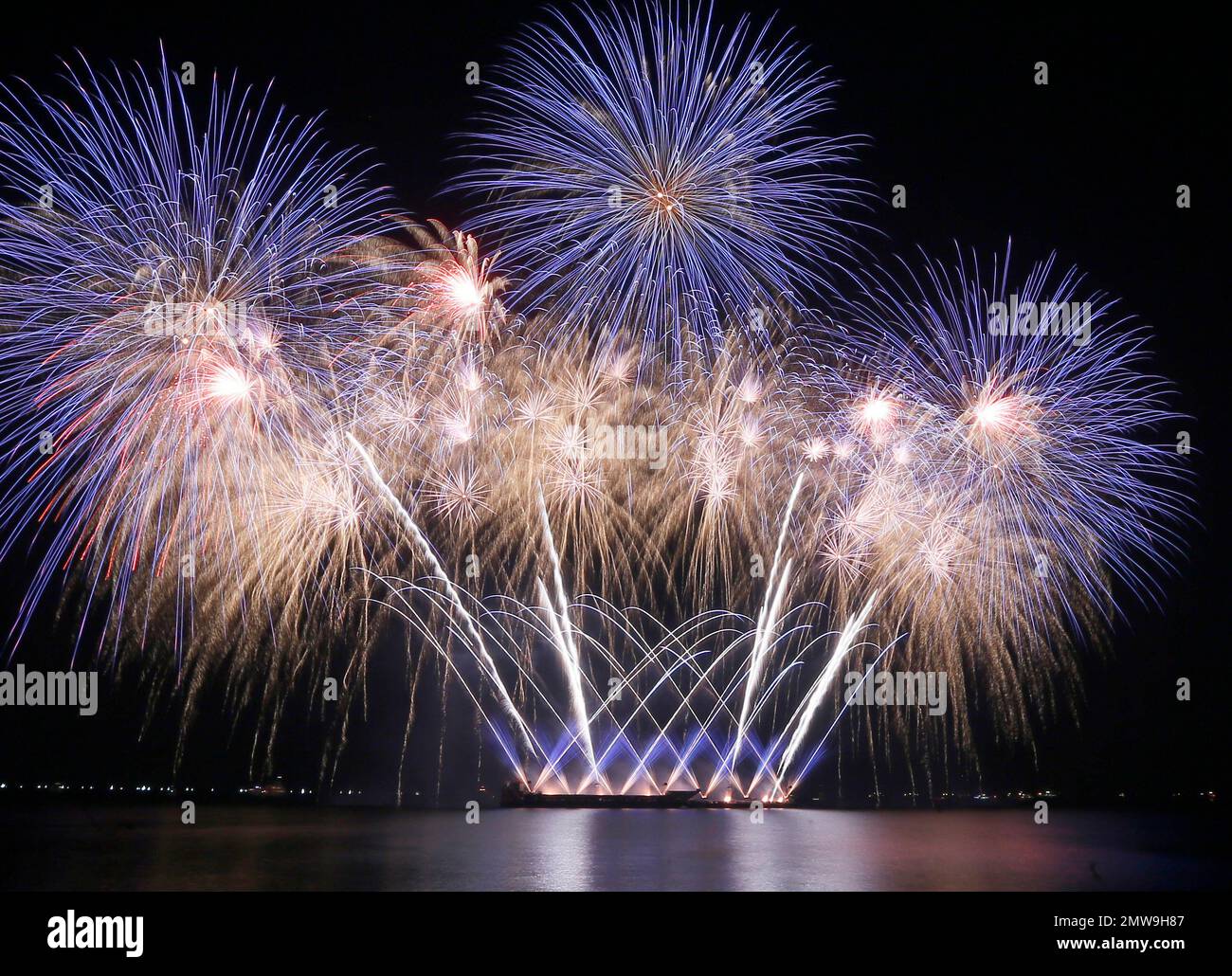 Fireworks from Pyro 2000 Fireworks company of Britain, light up the sky ...