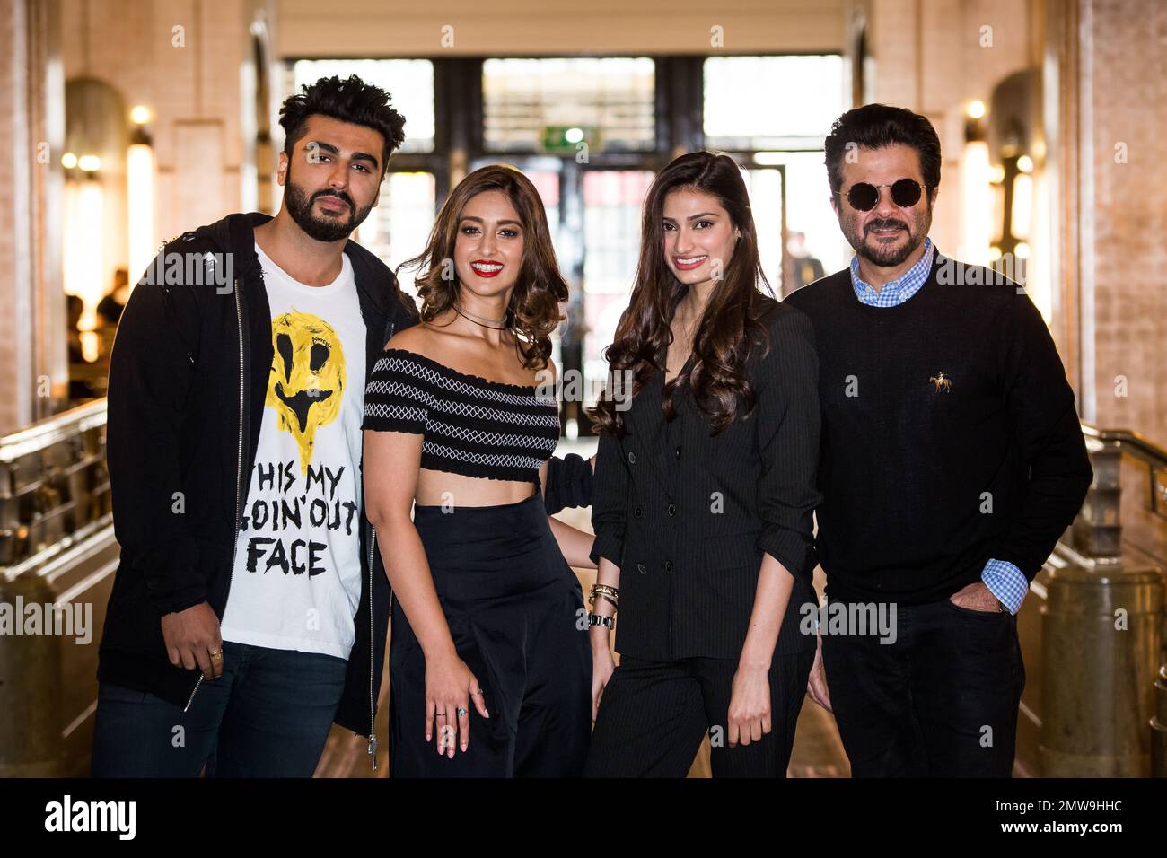From left, actors Arjun Kapoor, Ileana D'Cruz, Athiya Shetty and Anil ...
