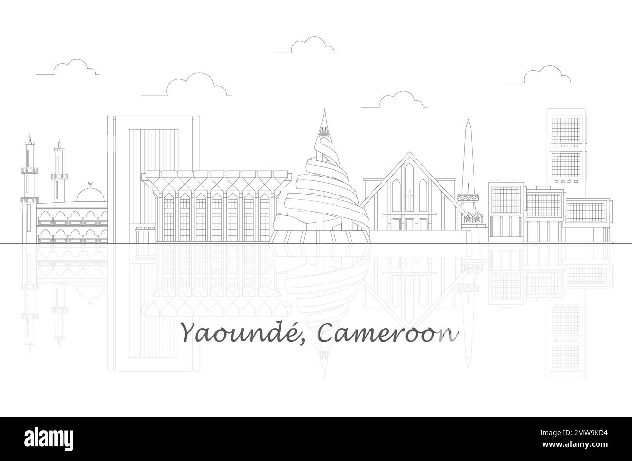 Outline Skyline panorama of city of Yaoundе, Cameroon - vector illustration Stock Vector Image ...