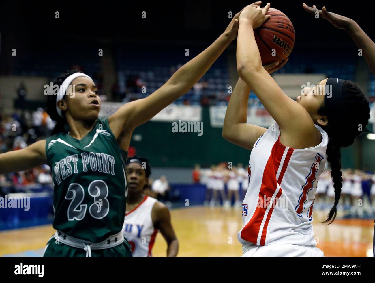 West Point's Amari Heard (23) blocks a shot by Neshoba Central's Taylor ...