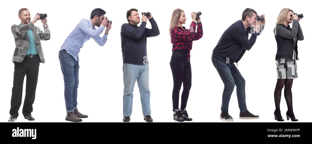 collage of group of photographers in profile isolated Stock Photo - Alamy