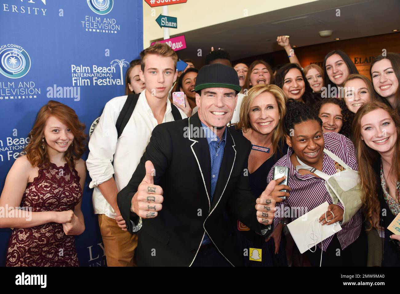 Rob Van Winkle with students attend the Palm Beach International Film ...