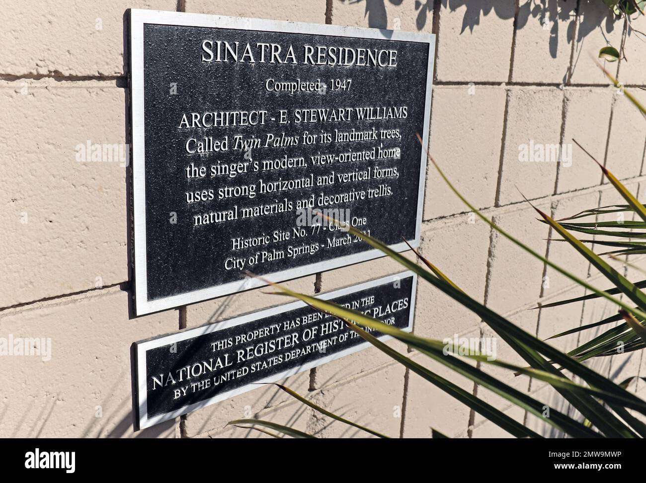 Signage is posted outside 1148 Alejo Road, home of Frank Sinatra known as Twin Palms, in the ...