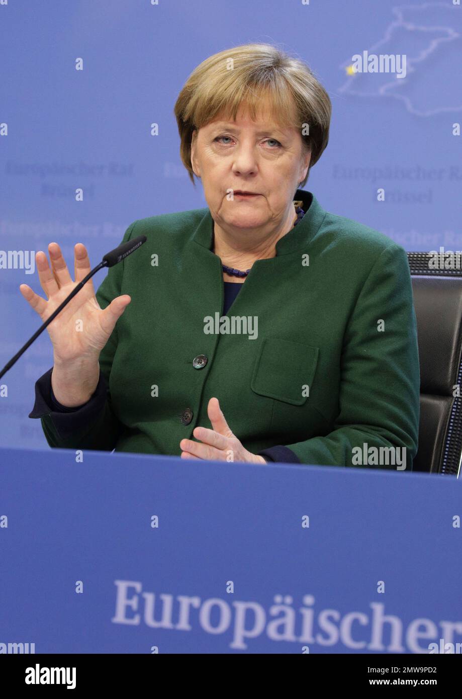 German Chancellor Angela Merkel speaks during a media conference at the ...