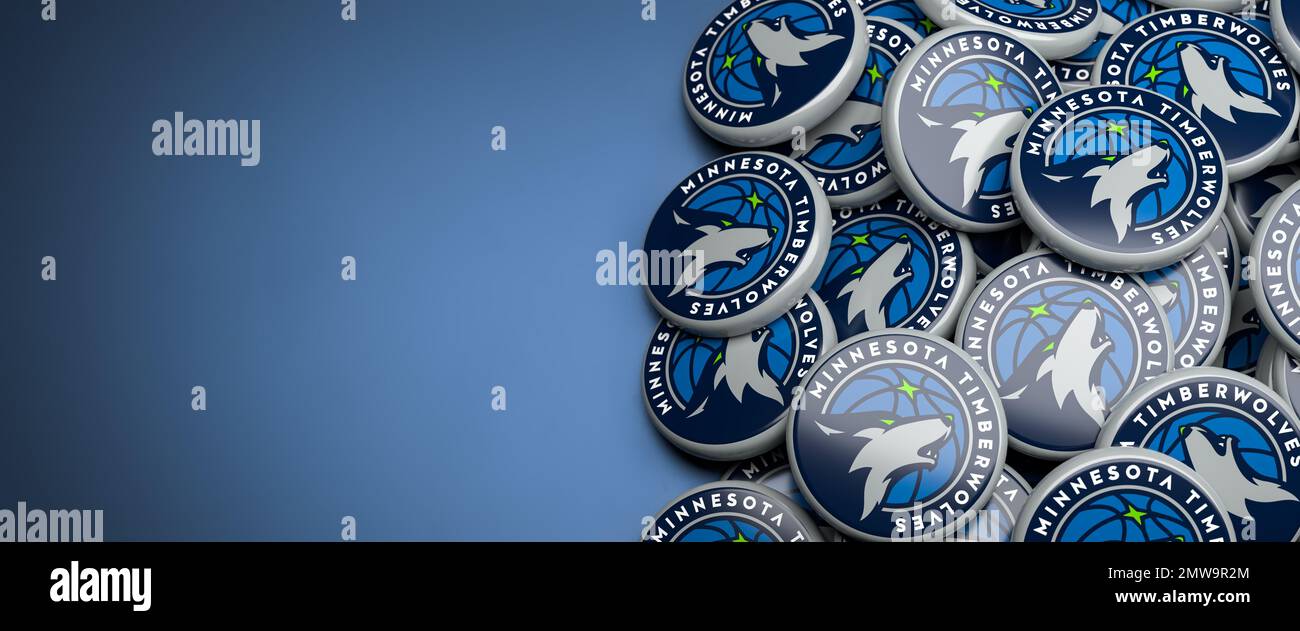 Logos of the American NBA Basketball Team Minnesota Timberwolves on a ...