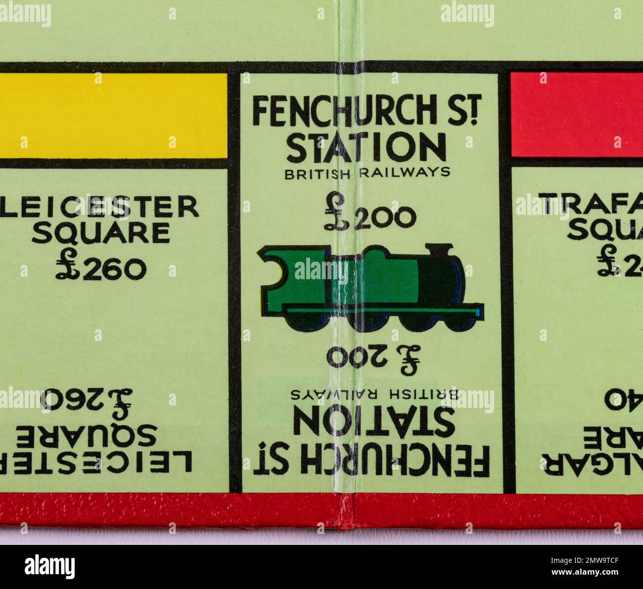 The Fenchurch Street Station square on a UK Monopoly Board Stock Photo ...