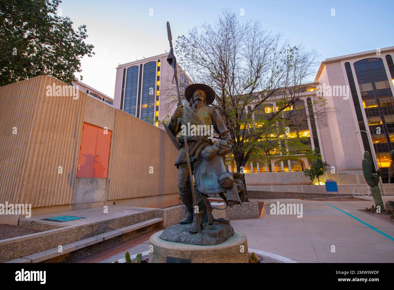 Soldado de cuera monument in front of Tucson City Hall on El Presidio ...