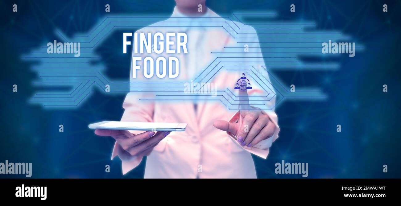 Text sign showing Finger Food. Internet Concept products and digestives ...