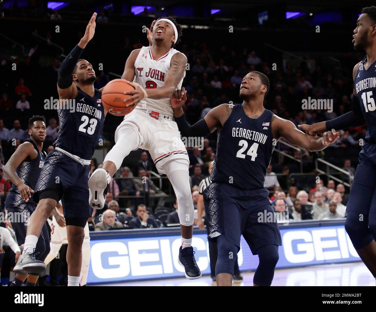 St. John's Shamorie Ponds (2) drives past Georgetown's Rodney Pryor (23 ...
