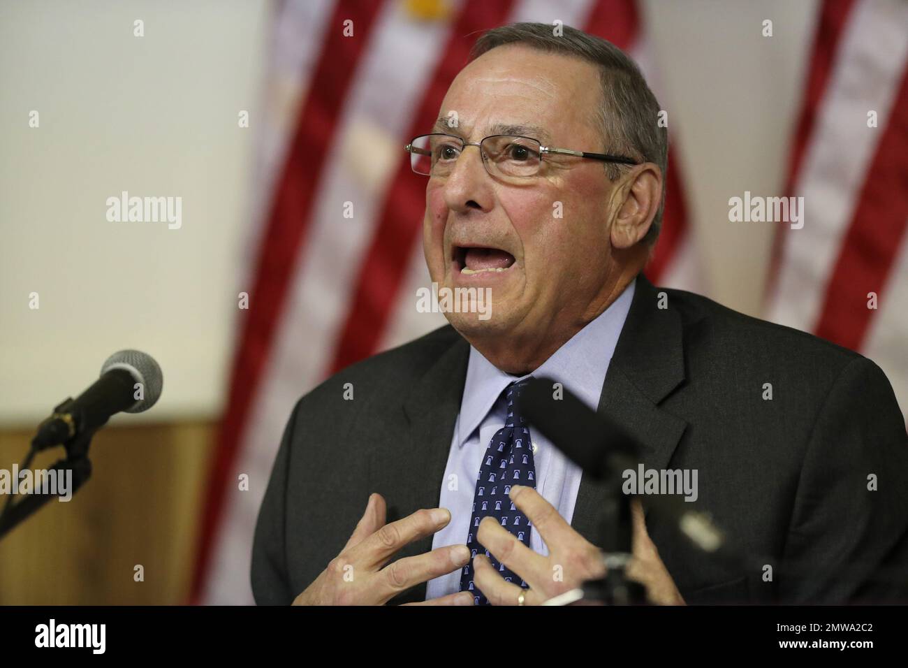 Maine Gov. Paul LePage speaks at a town hall meeting, Wednesday, March ...