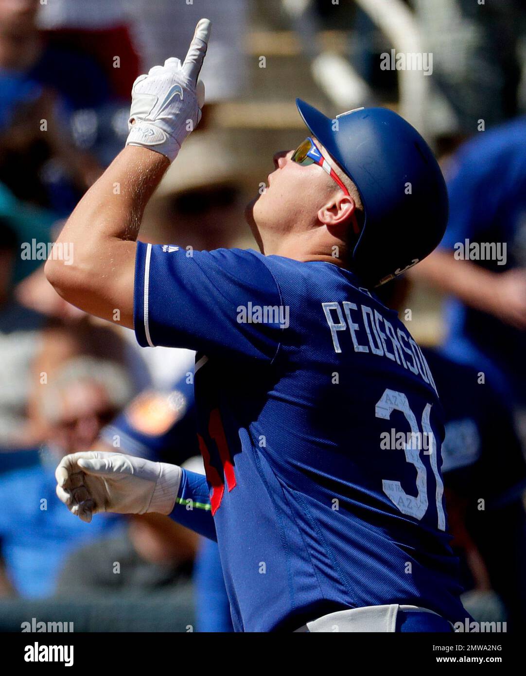 Los Angeles Dodgers' Joc Pederson celebrates after hitting a solo home ...