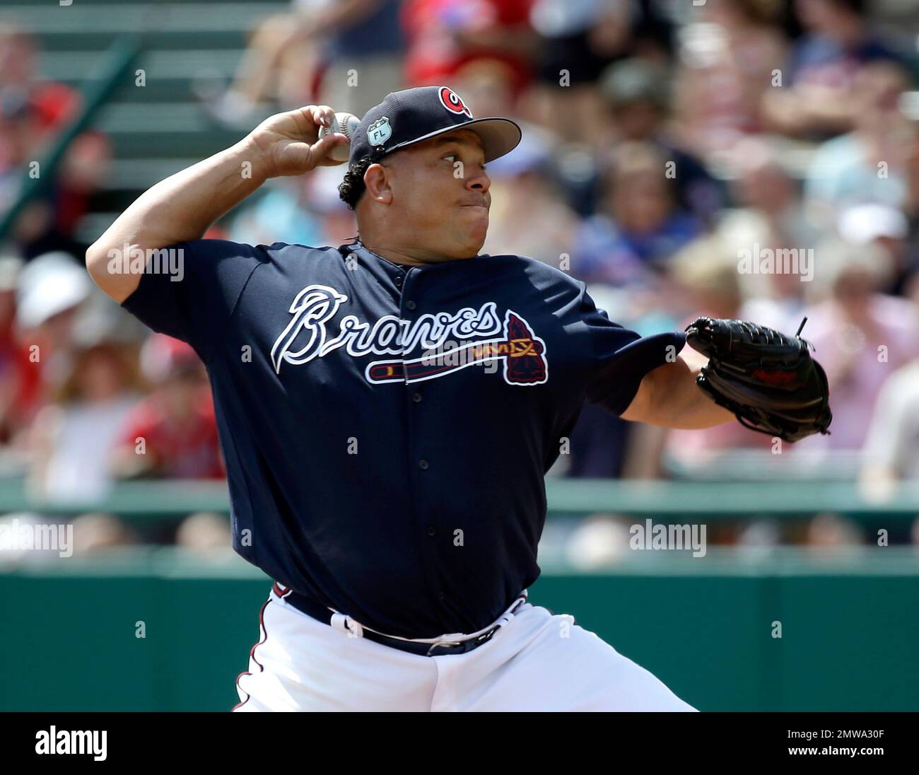 Atlanta Braves starting pitcher Bartolo Colon throws during the first ...