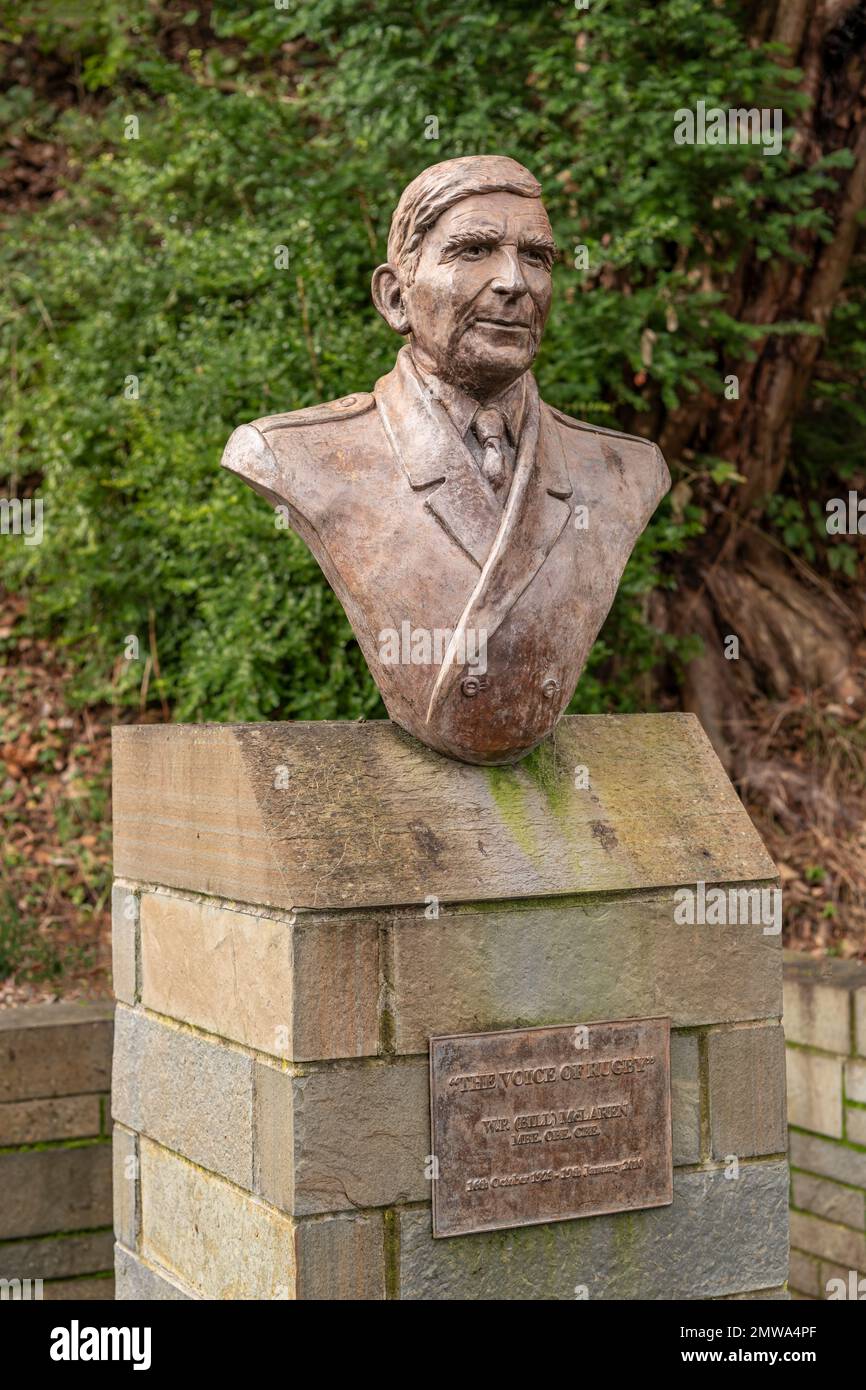 Memorial bust of "the voice of rugby" Bill McLaren , Hawick, Scotland ...