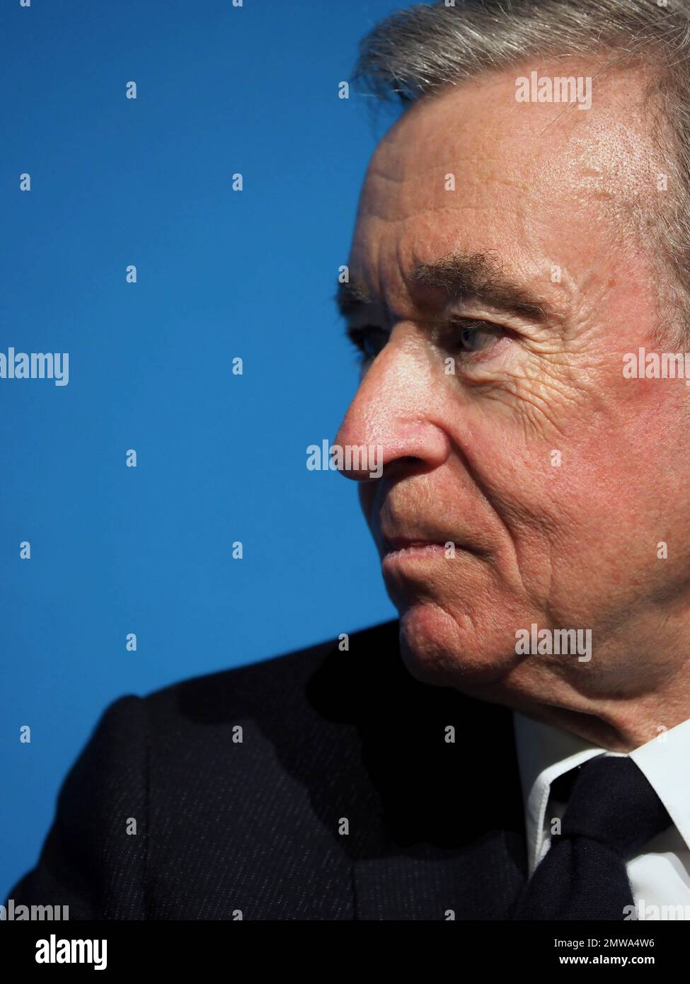 CEO of LVMH Bernard Arnault attends a press conference to unveil a new ...