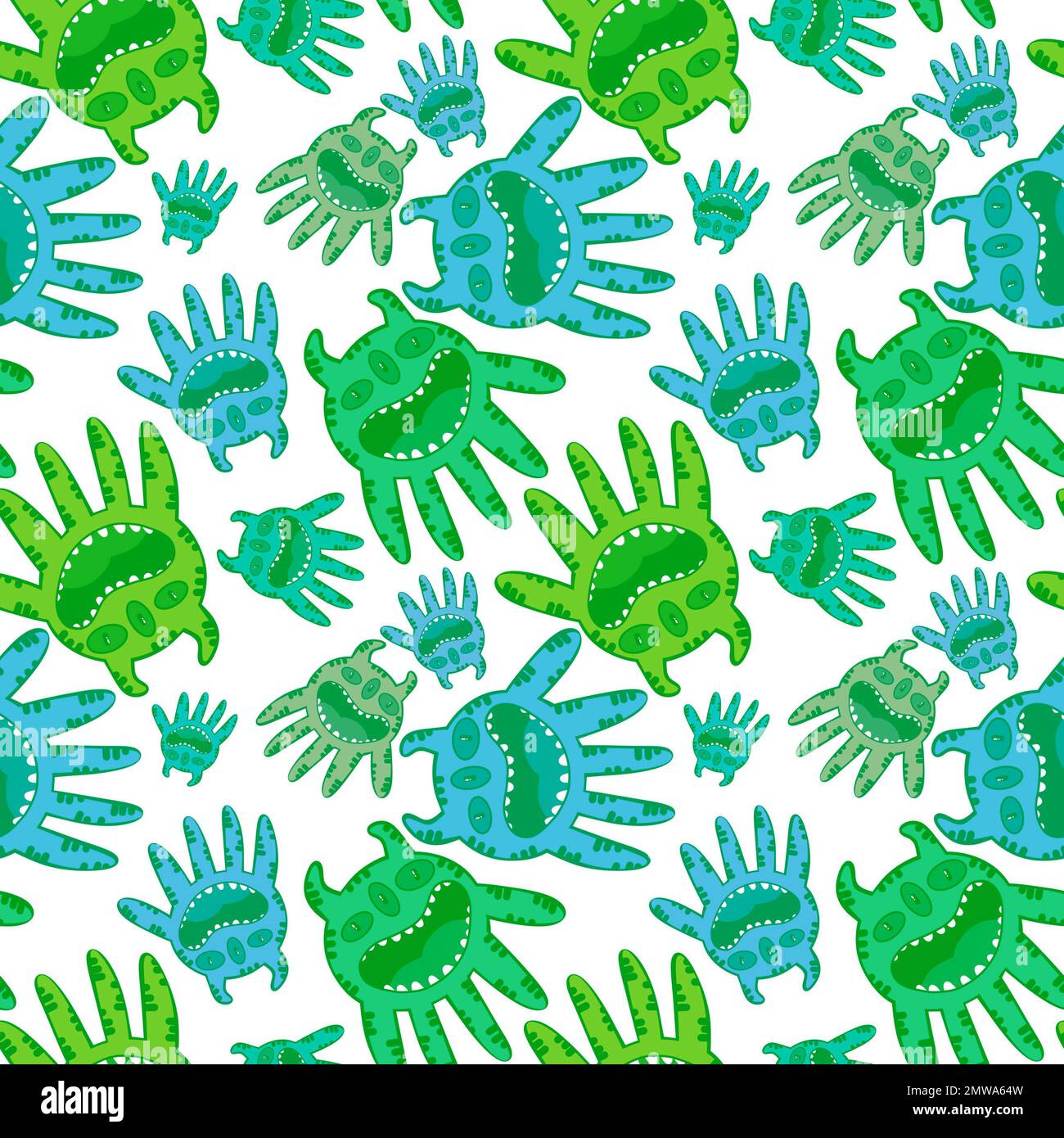 Cartoon monsters seamless emoticons aliens pattern for kids clothes ...