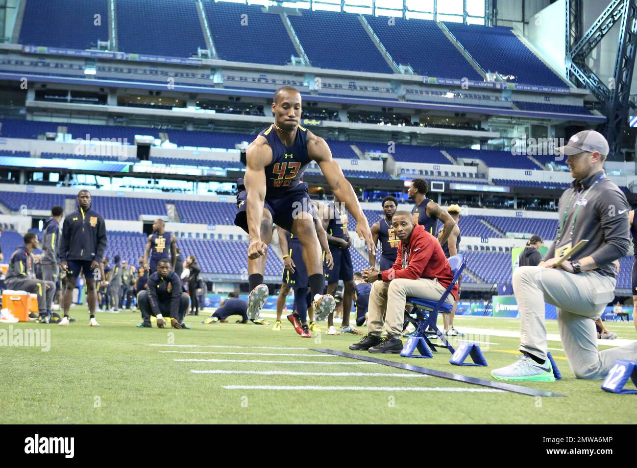 Florida State wide receiver Travis Rudolph competes in the broad jump ...