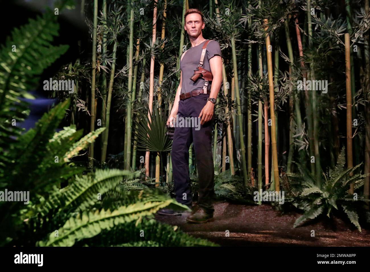 The wax likeness of British actor Tom Hiddleston, who portrays Captain James Conrad in "Kong ...