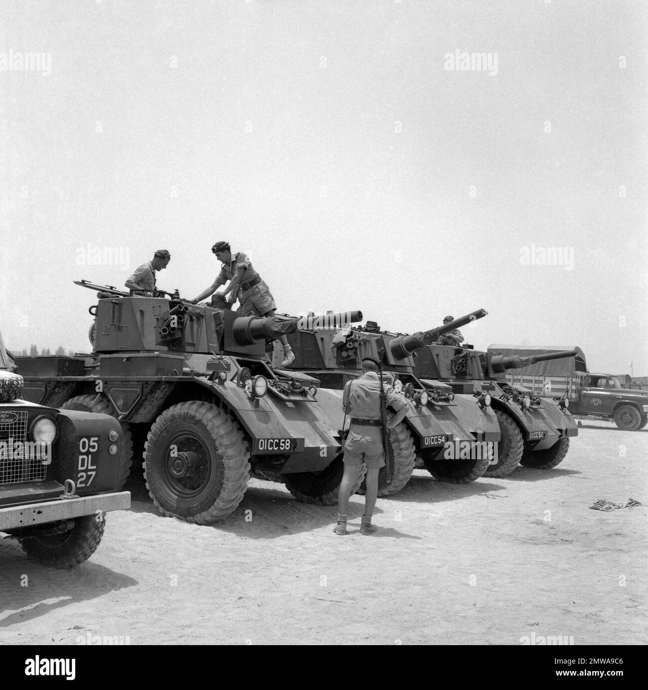 Saracen armoured vehicles manned by men of the 11th Hussars, 24th ...