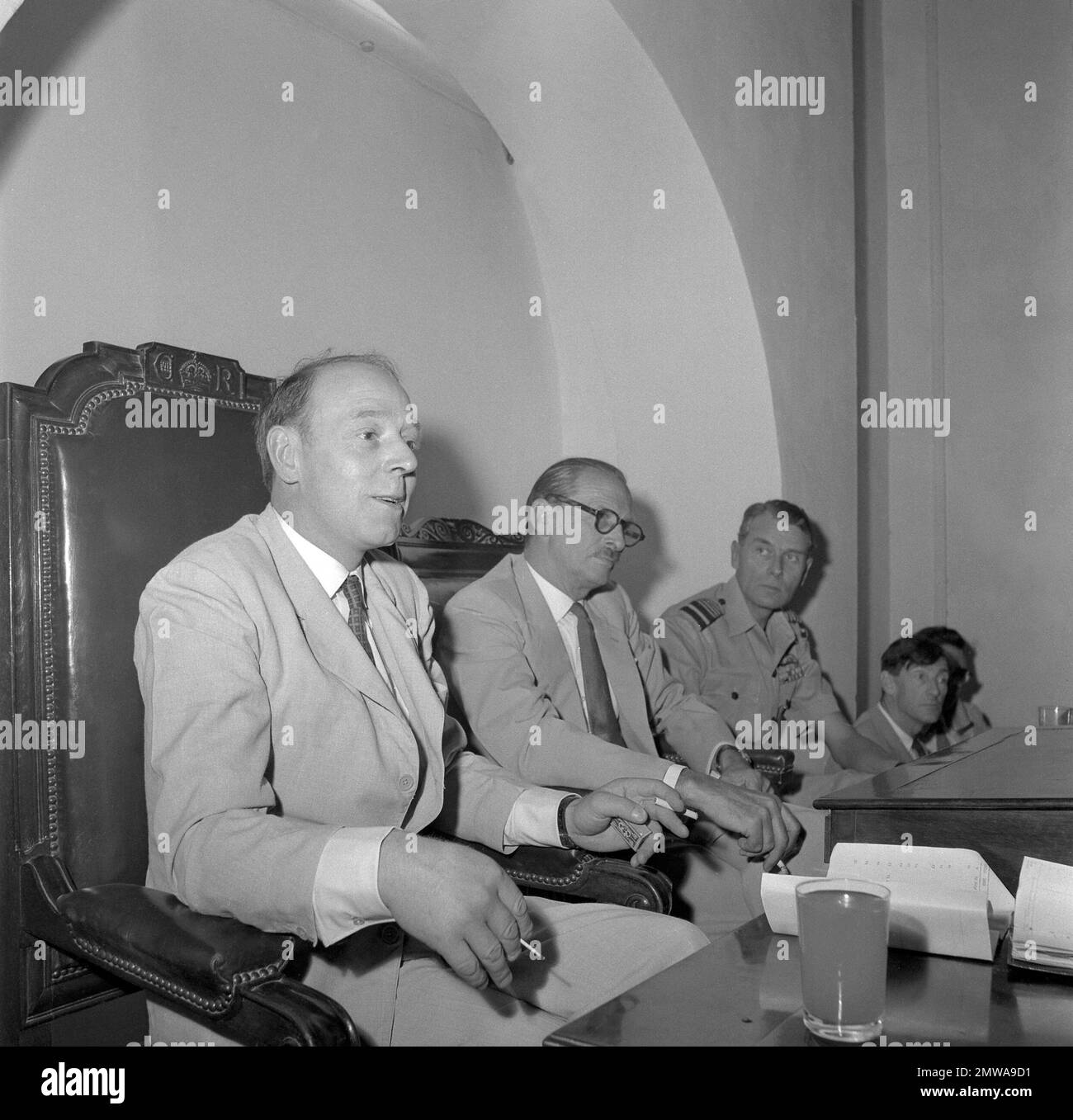 James Ramsden, left, the Undersecretary for War, is shown during his ...