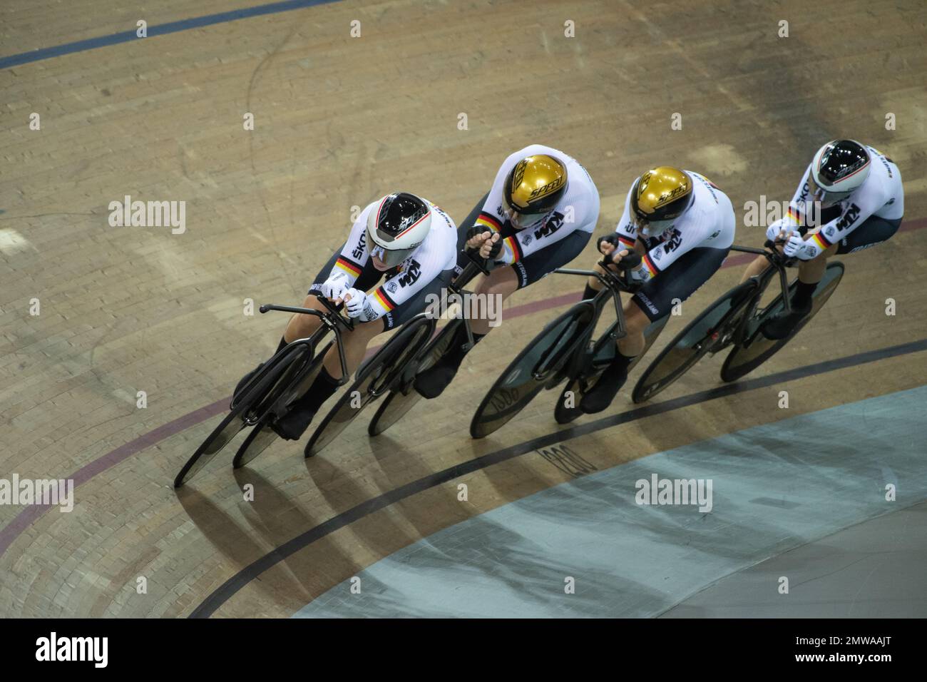 The German Women's squad wins the gold medal in the team pursuit at the ...