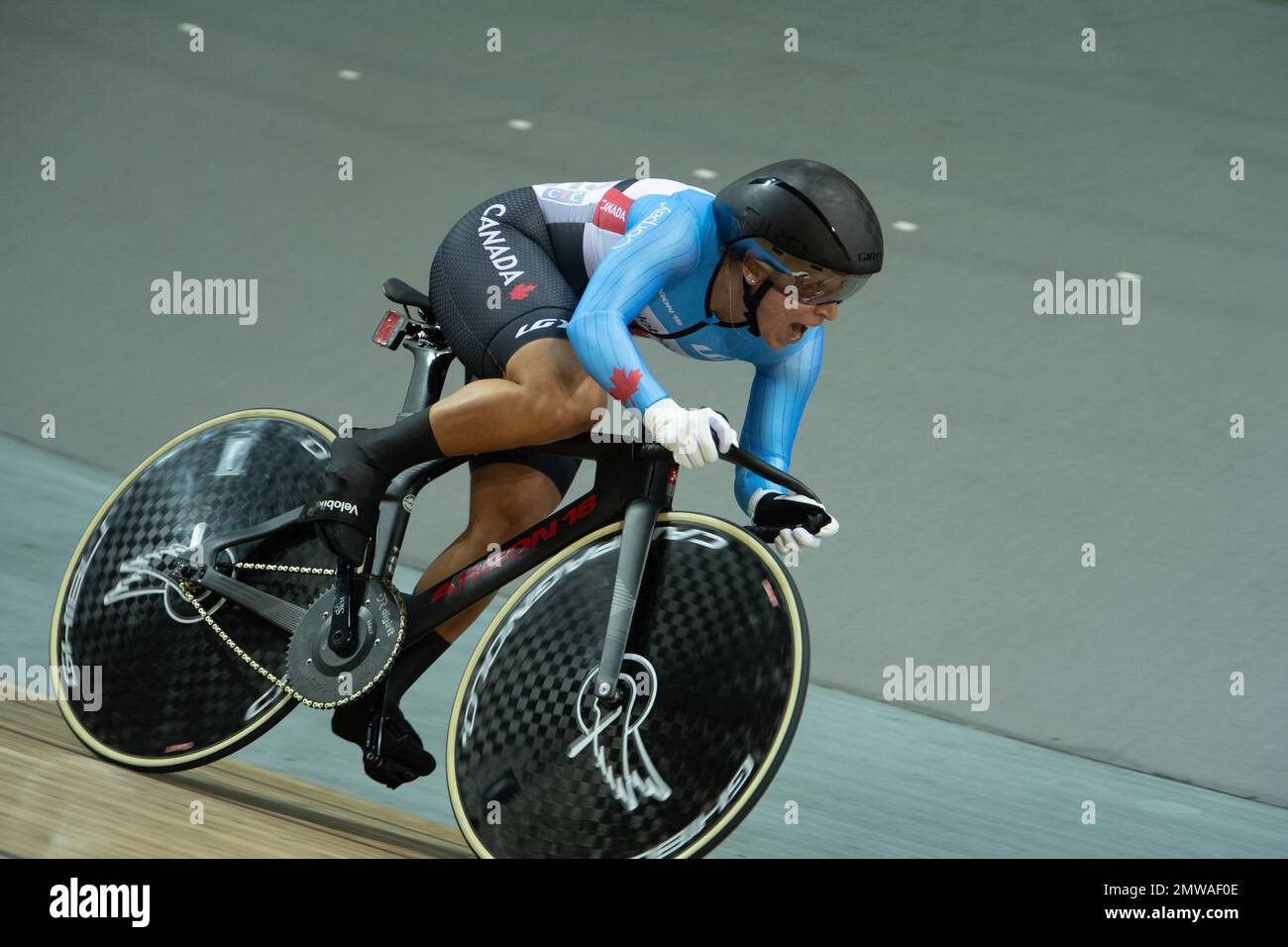 Canadian weomen's sprinter Kelsey Mitchell in the 200 meter time trial ...