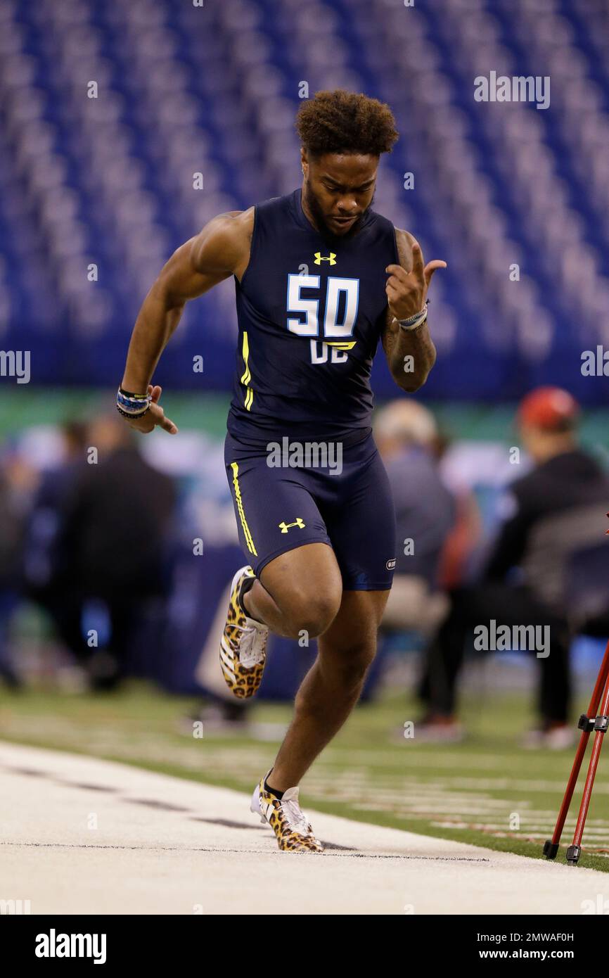 Colorado defensive back Tedric Thompson runs the 40-yard dash at the ...