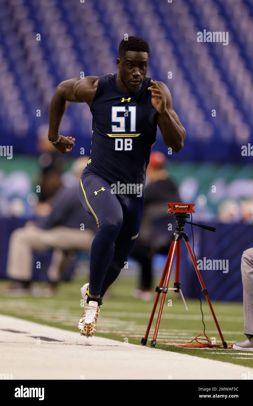 North Carolina State defensive back Jack Tocho runs the 40-yard dash at ...