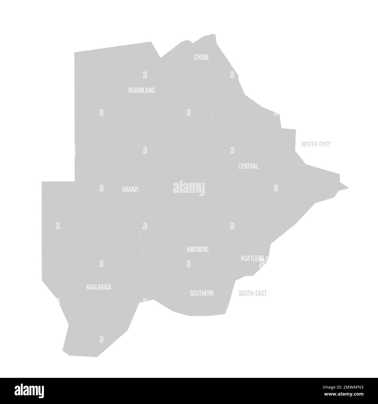 Botswana political map of administrative divisions Stock Vector Image ...