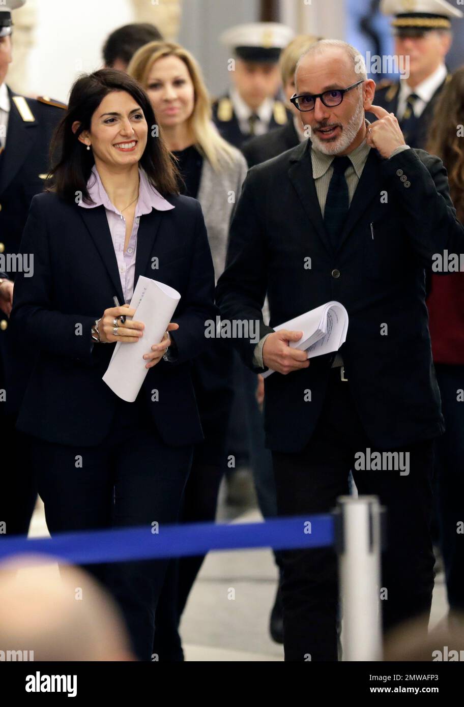 Rome's Mayor Virginia Raggi, left, and Luca Montuori, the newly ...