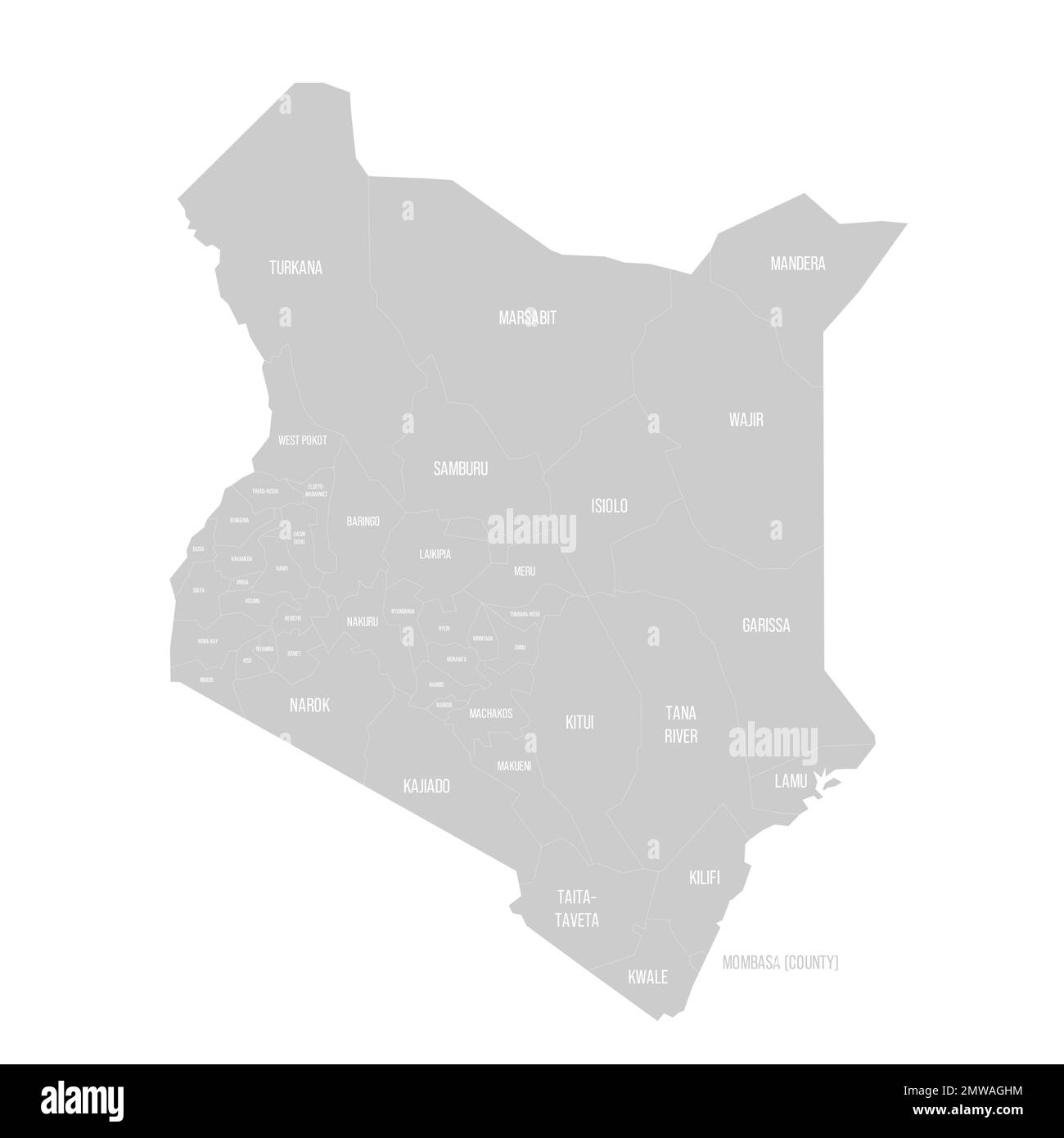 Kenya political map of administrative divisions Stock Vector Image ...
